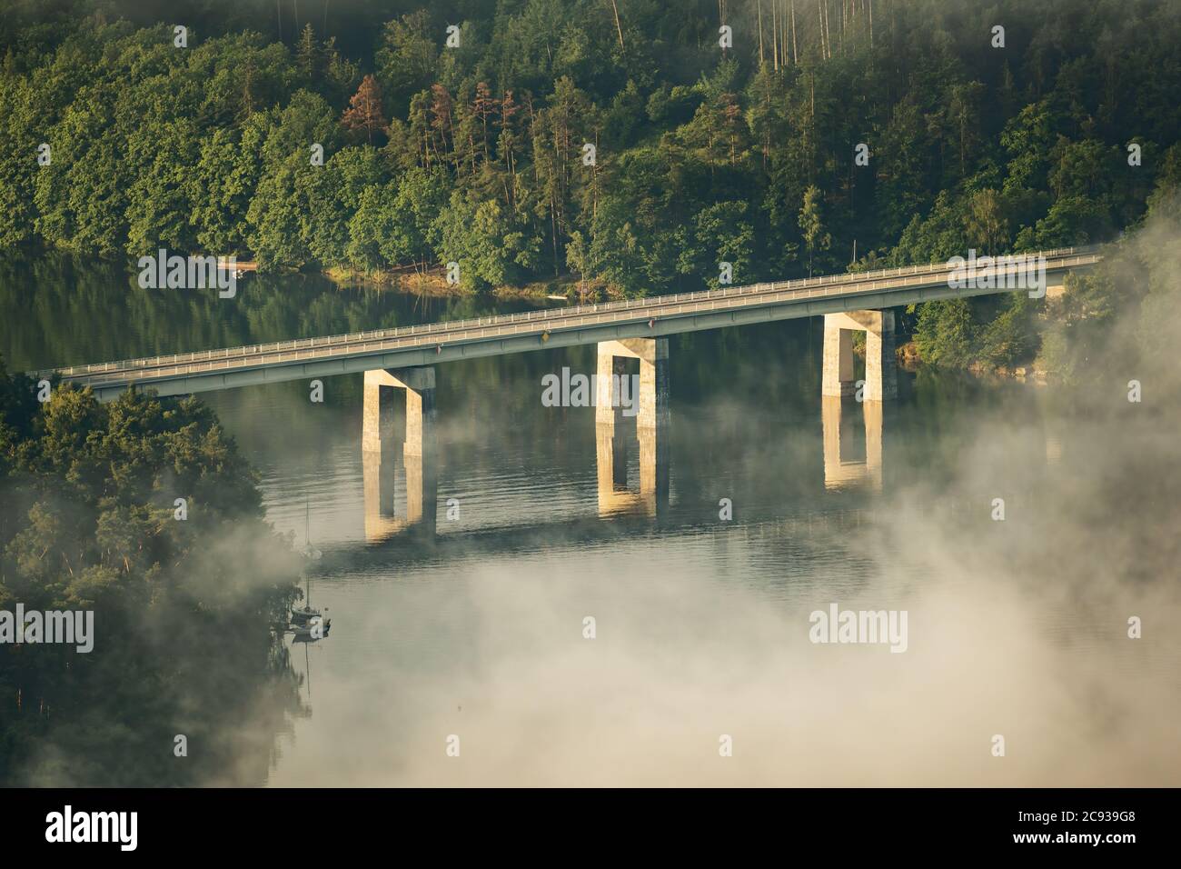 Zivohostsky bridge over the Vltava River at the Slapy dam, Czech ...