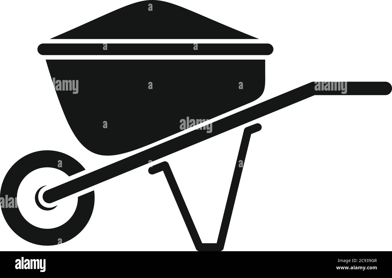 Construction wheelbarrow icon. Simple illustration of construction ...
