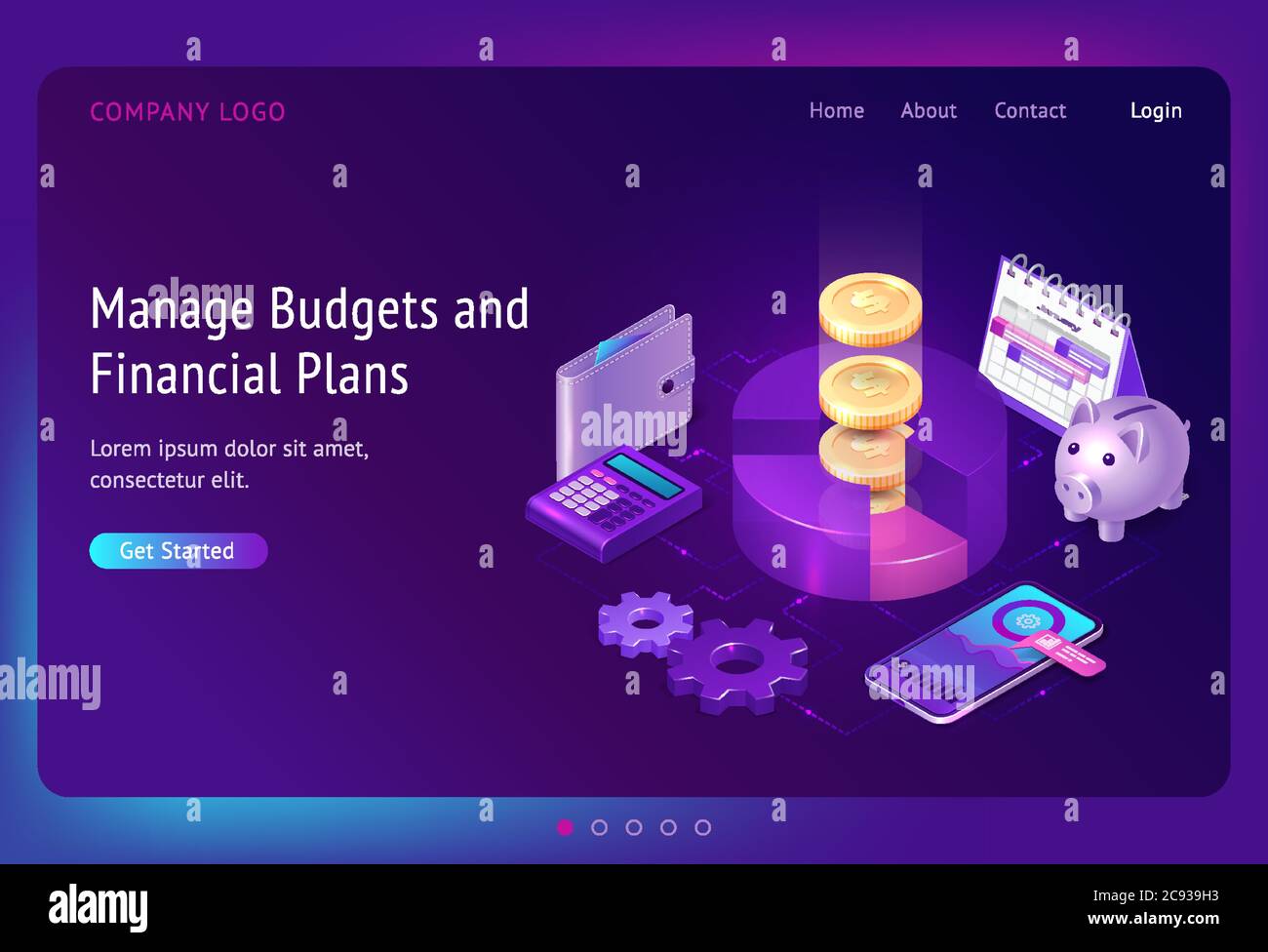 Manage budget and financial plans banner. Money accounting concept ...