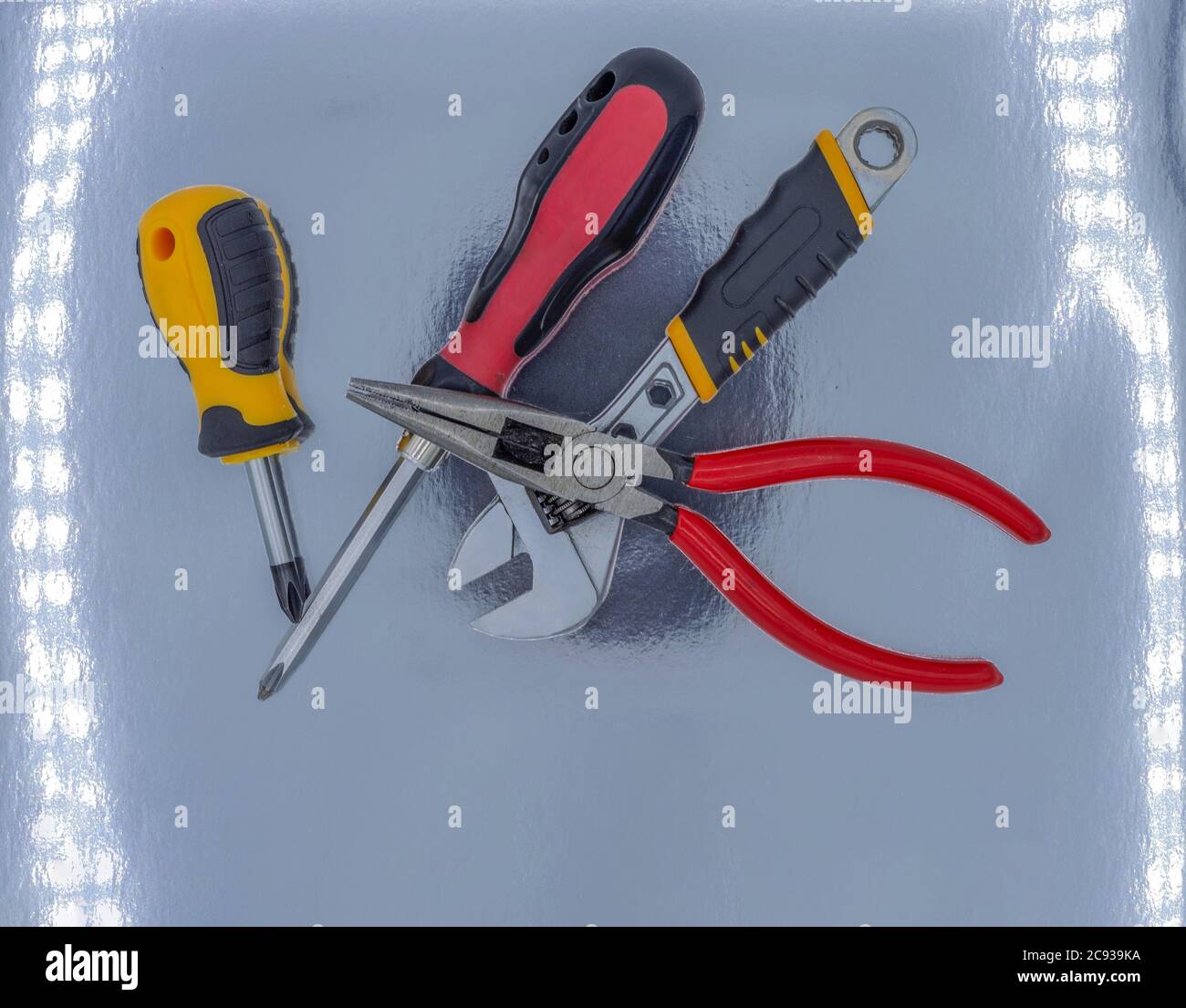 Top view of the set of construction tools Stock Photo - Alamy
