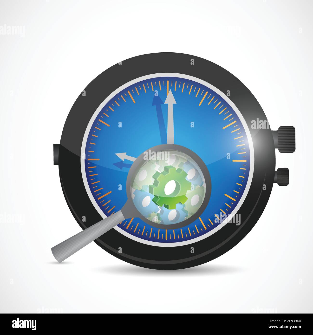 Watch gear and magnify illustration design over a white background ...