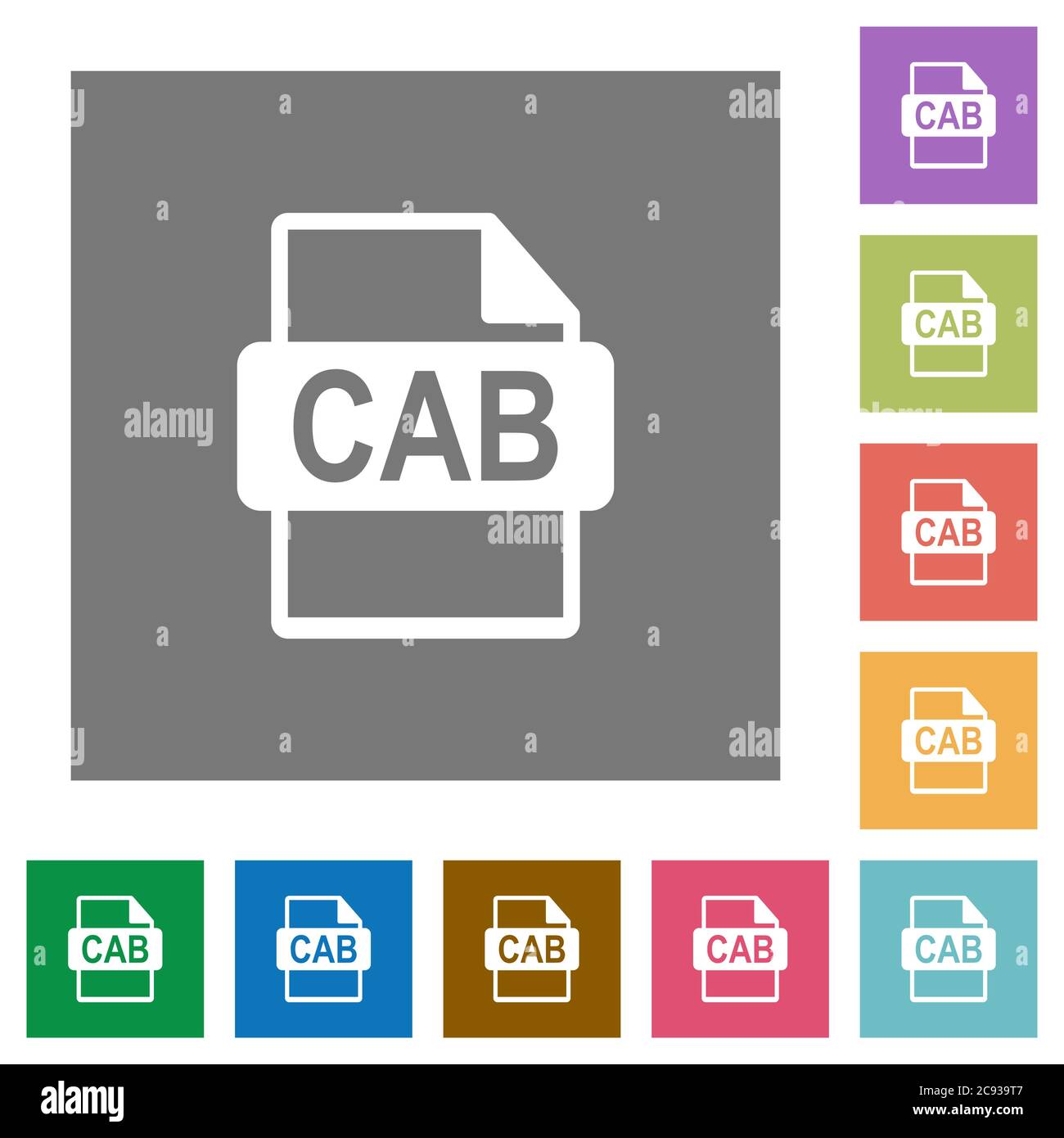CAB file format flat icons on simple color square backgrounds Stock ...