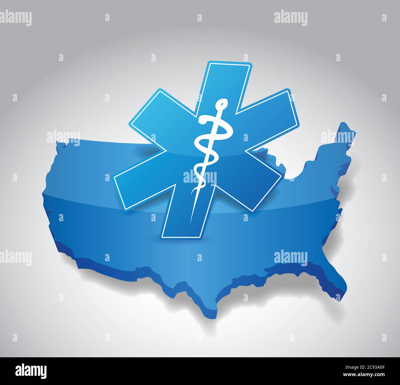 Us medical symbol map illustration design over a grey background Stock ...
