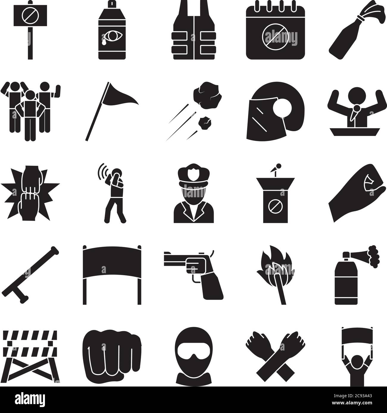silhouette style icon set design, Manifestation protest and ...