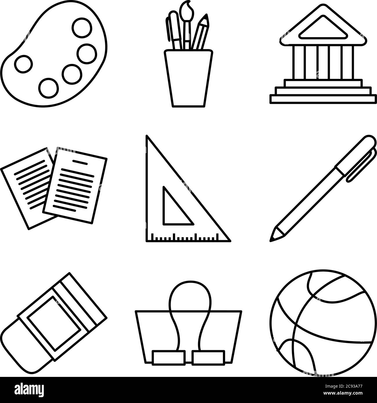 School line style icon set design, Education class lesson and knowledge ...