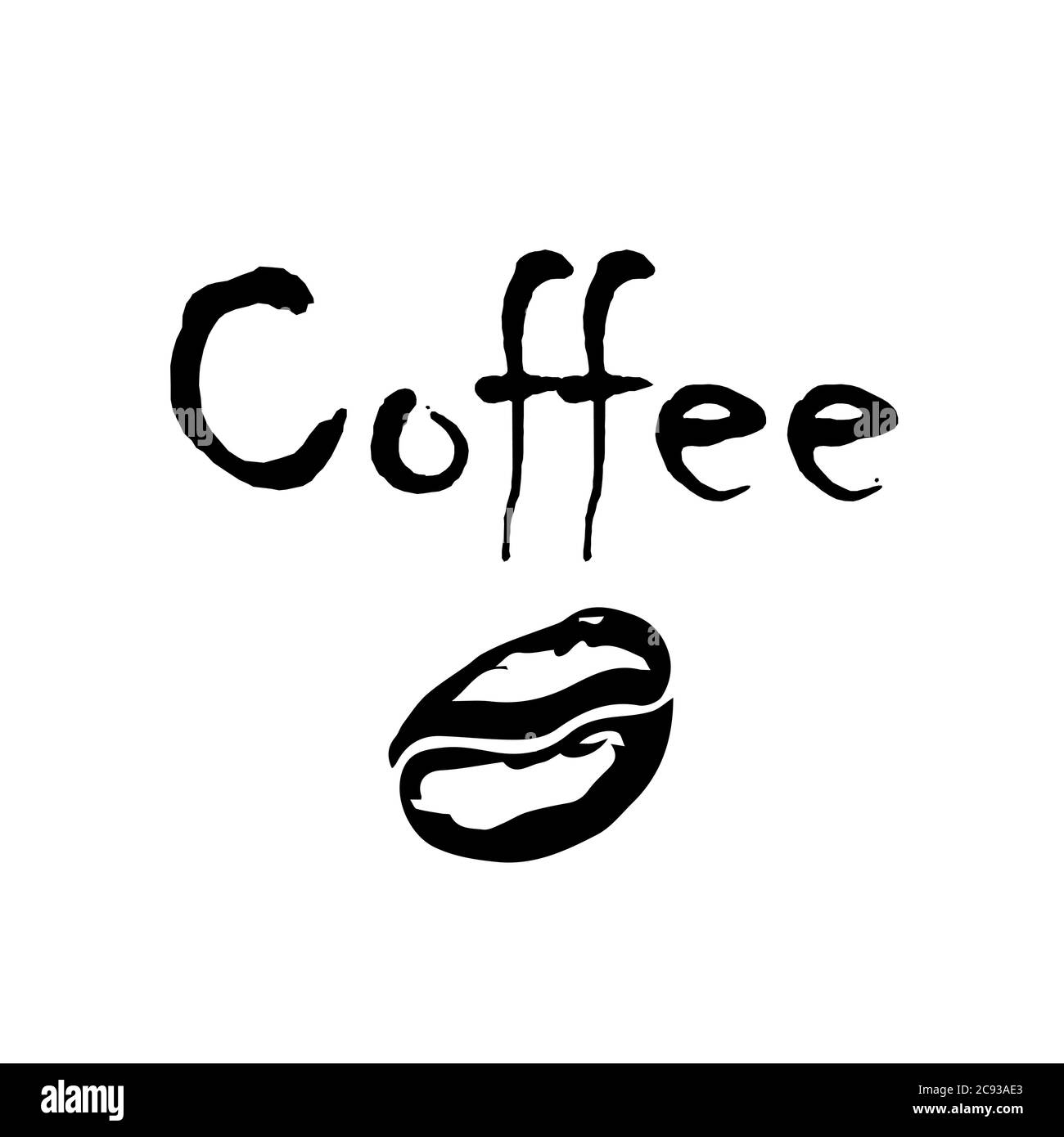 Picture of a black and white coffee bean with an inscription of coffee ...