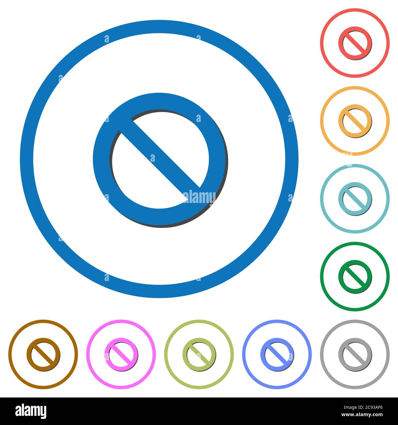 Blocked symbol flat color vector icons with shadows in round outlines ...