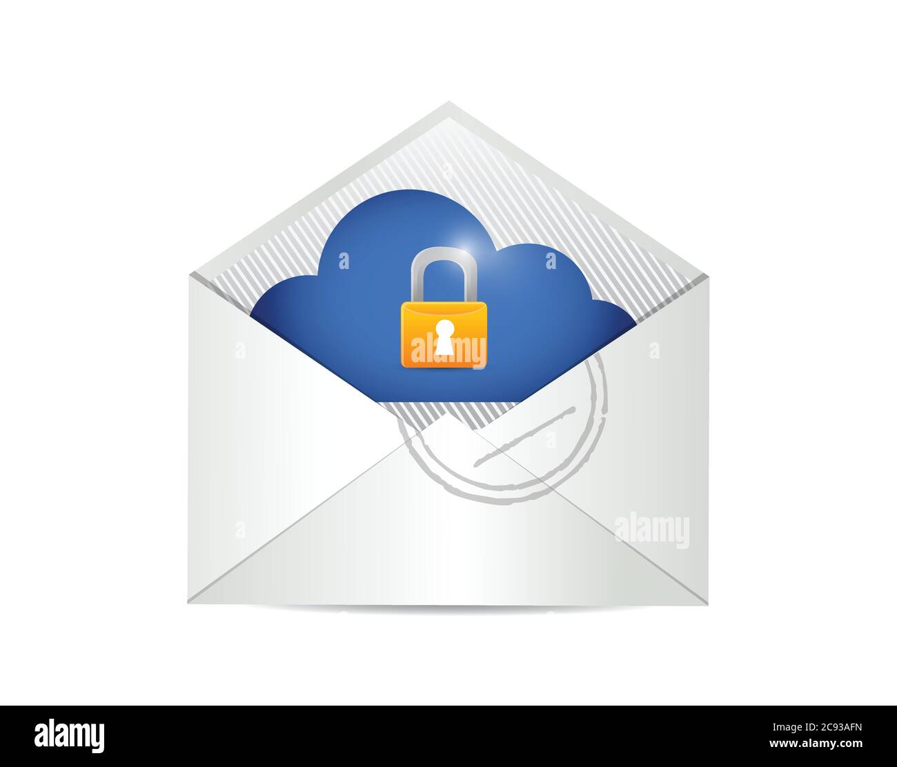 Envelope and cloud security. illustration design over a white ...