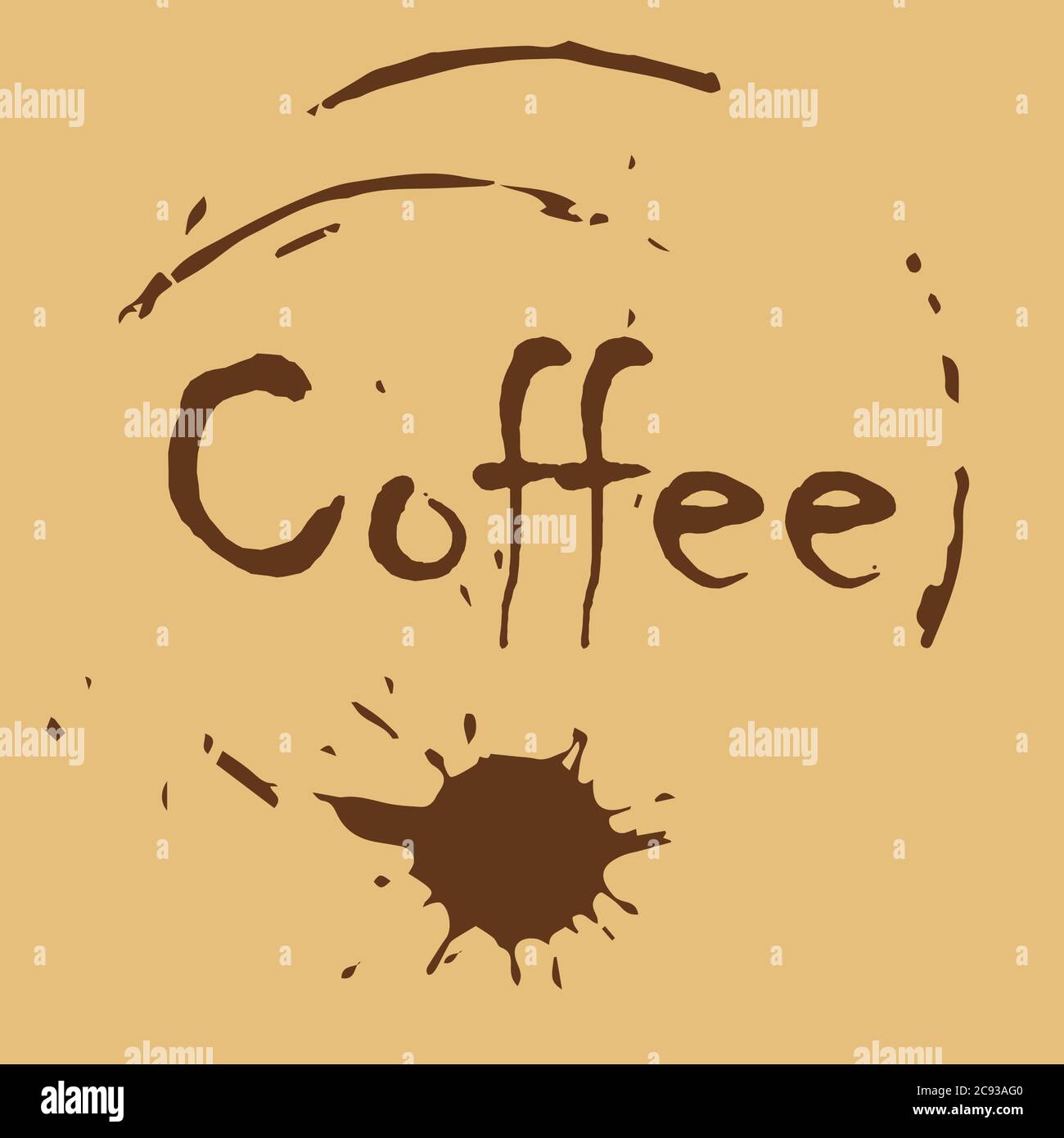 A picture with an inscription of coffee over a puddle of a spilled ...