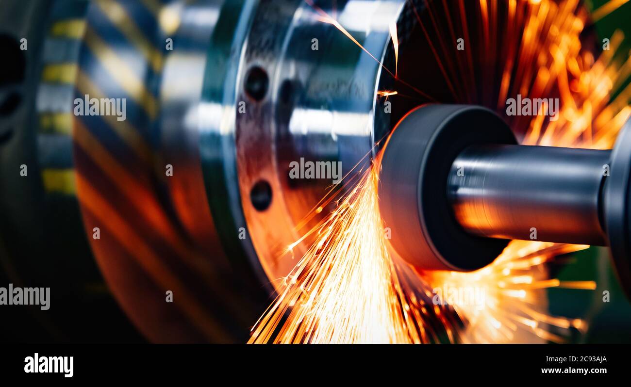 Machine tool in metal factory with drilling cnc machines Stock Photo ...