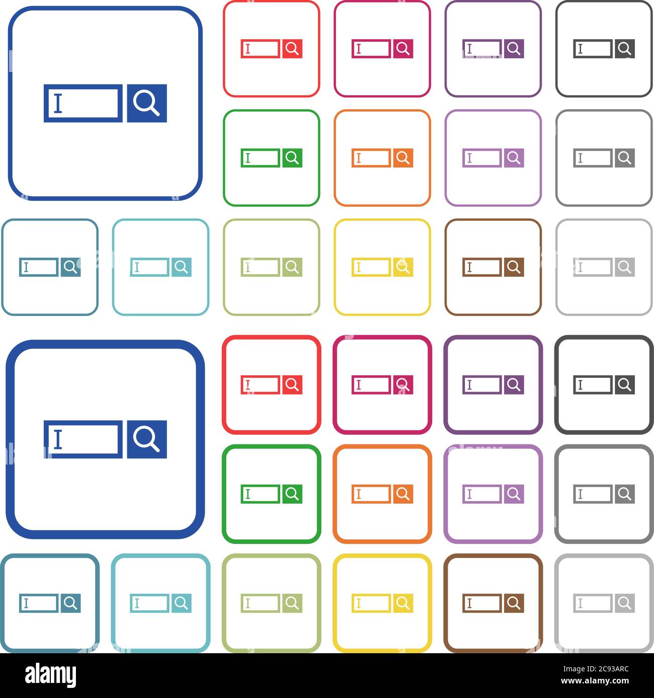 Search box color flat icons in rounded square frames. Thin and thick ...