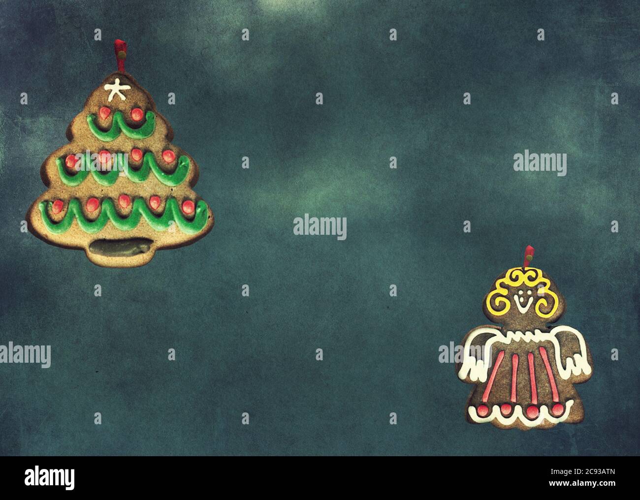 Digitally rendered christmas gingerbread cookies, 3d illustration with ...