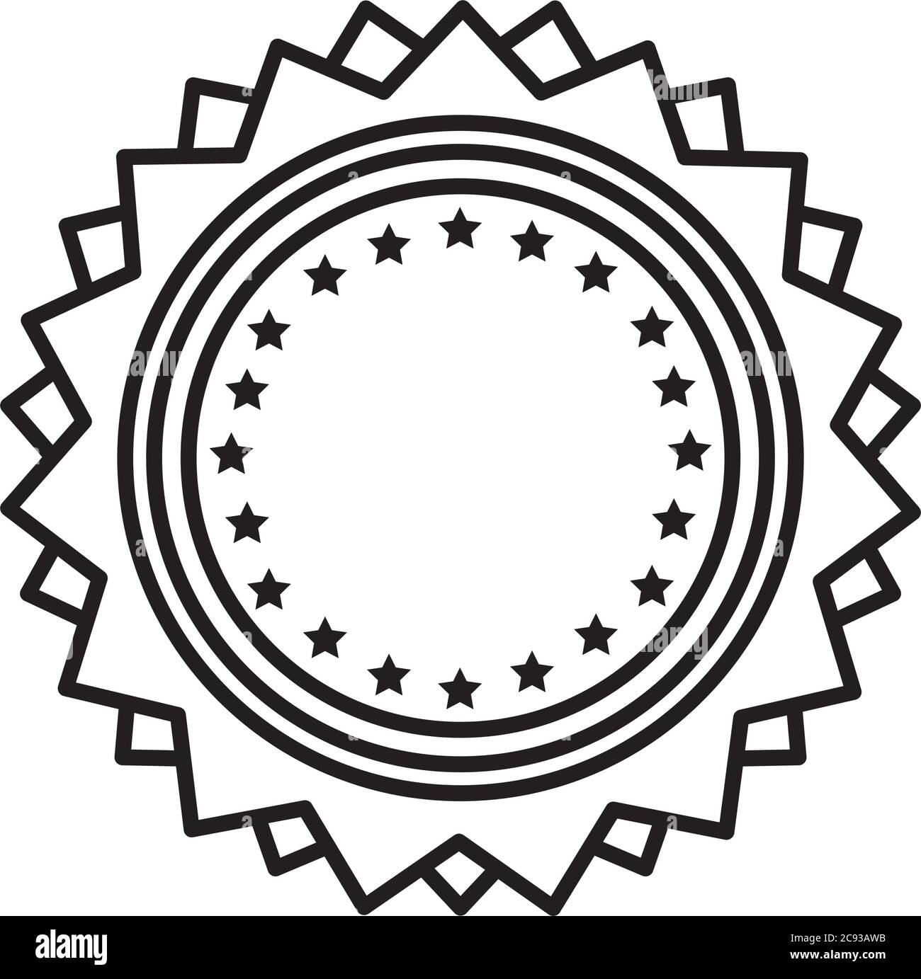 round seal stamp icon over white background, line style, vector ...