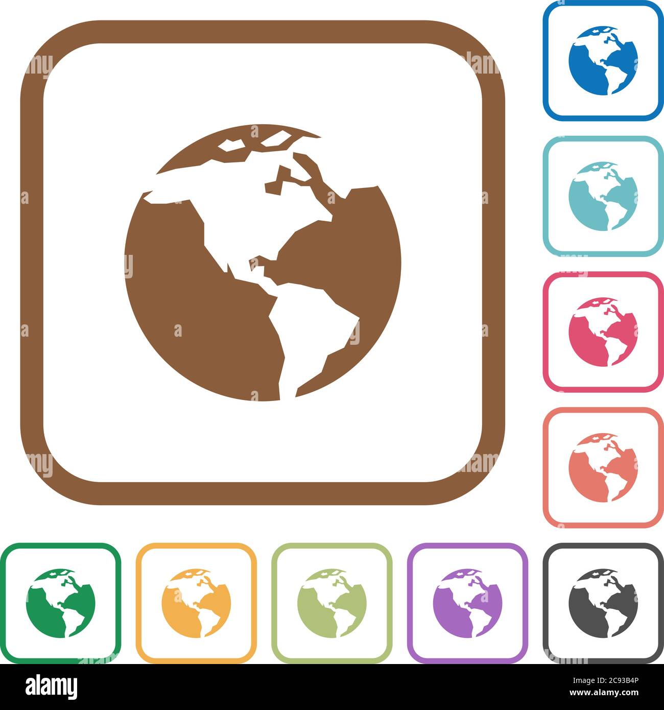 Earth simple icons in color rounded square frames on white background Stock Vector Image & Art ...
