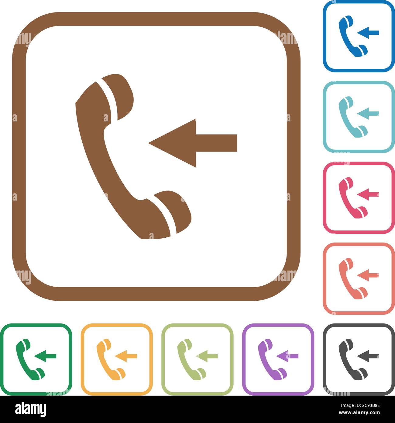 Incoming call simple icons in color rounded square frames on white background Stock Vector Image ...