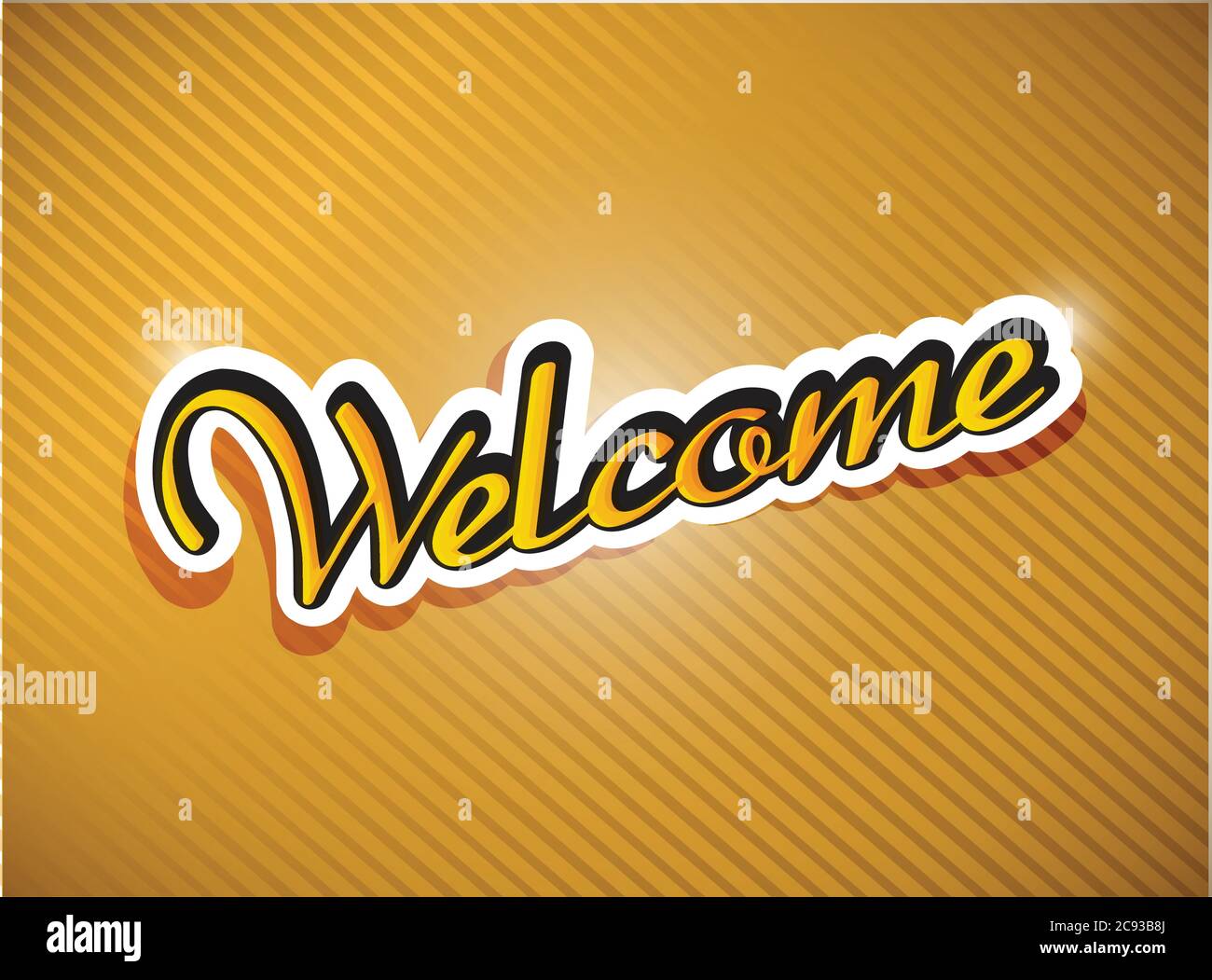 Gold welcome card illustration design over a gold background Stock ...