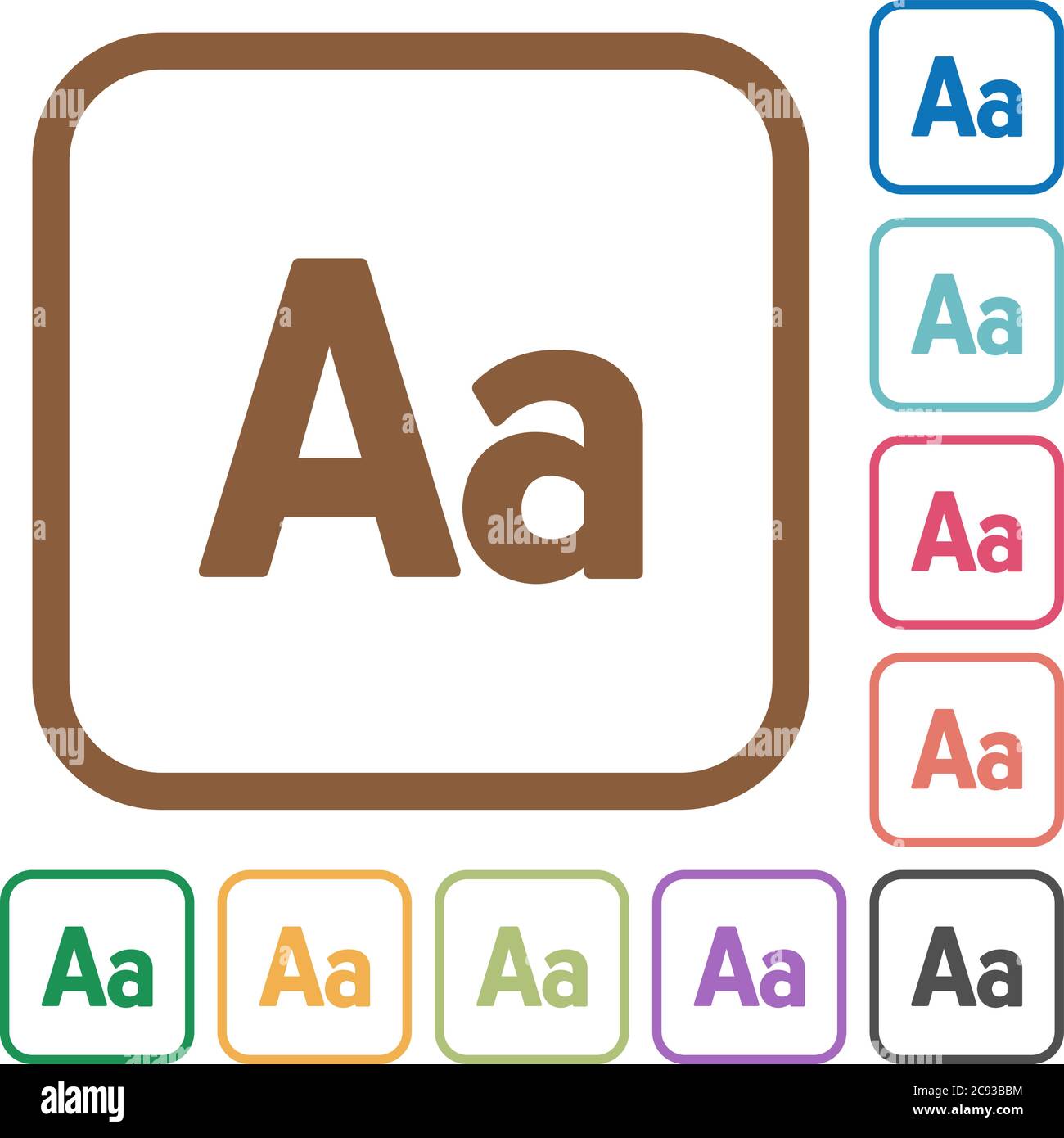 Adjust font size simple icons in color rounded square frames on white ...