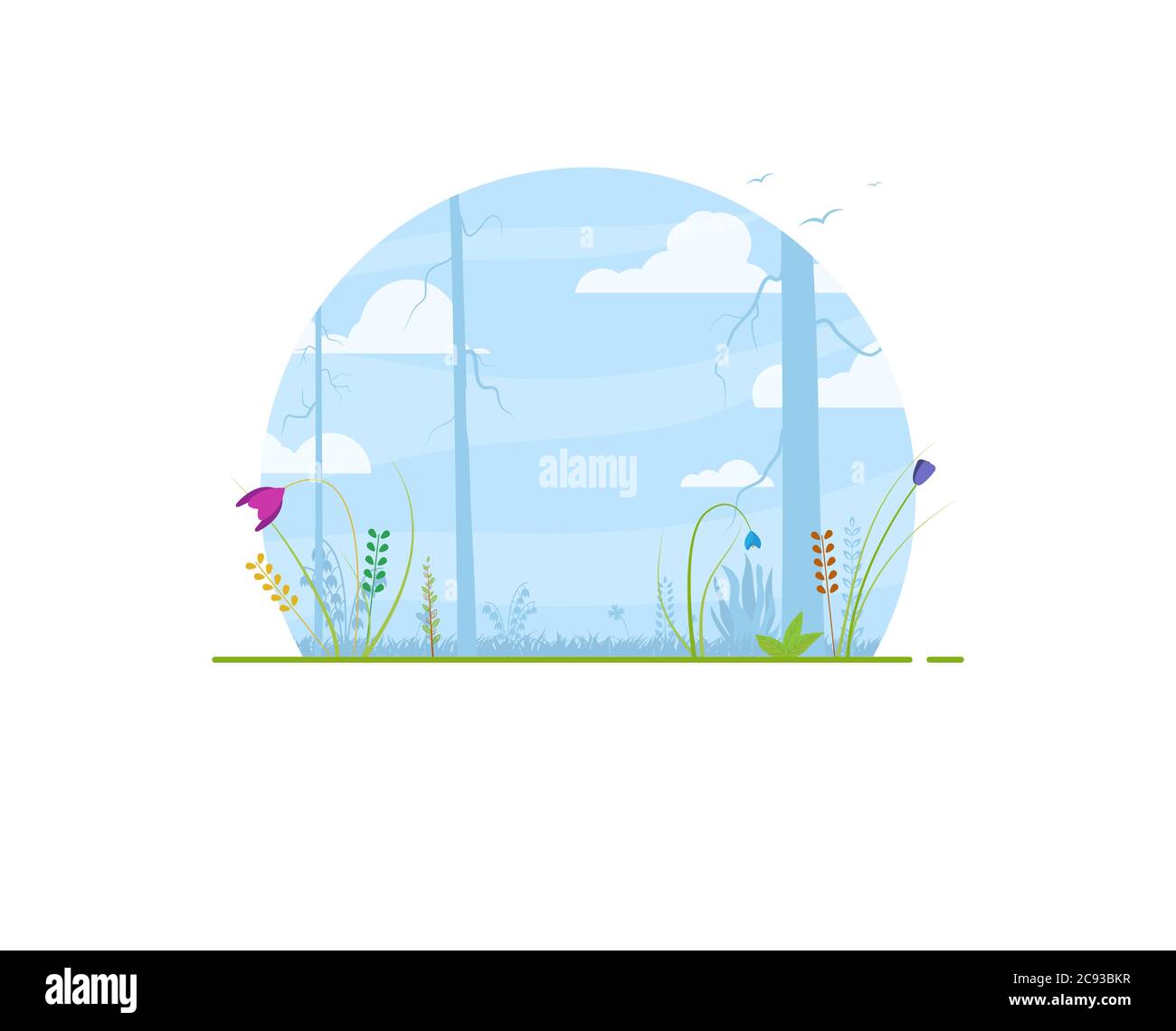 Lawn trees sky Stock Vector Images - Alamy