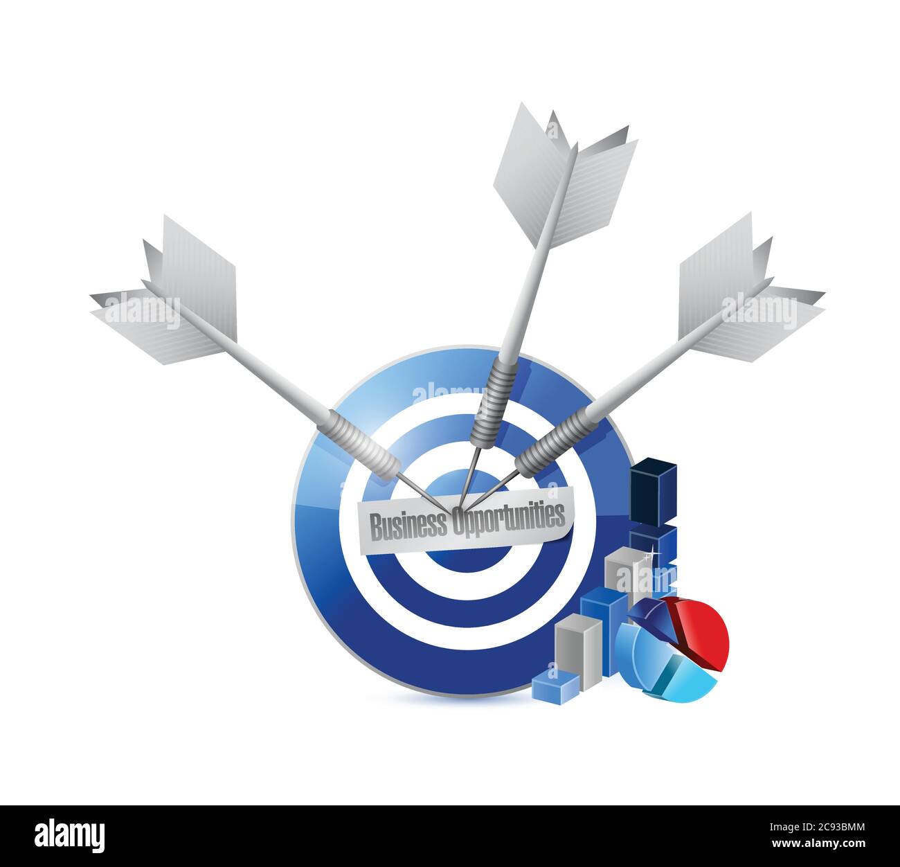 Business opportunities target illustration design over a white ...