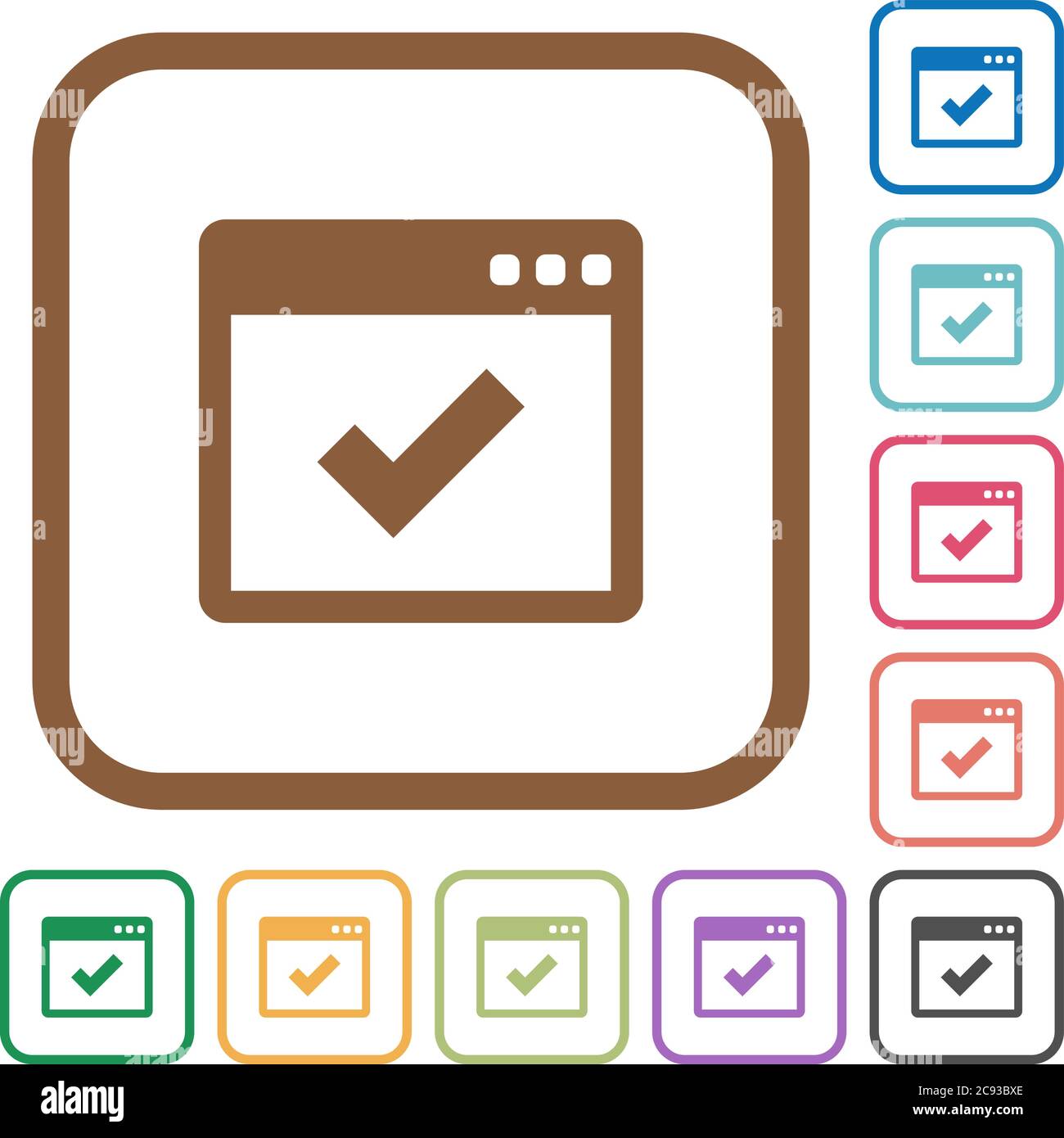 Application ok simple icons in color rounded square frames on white ...