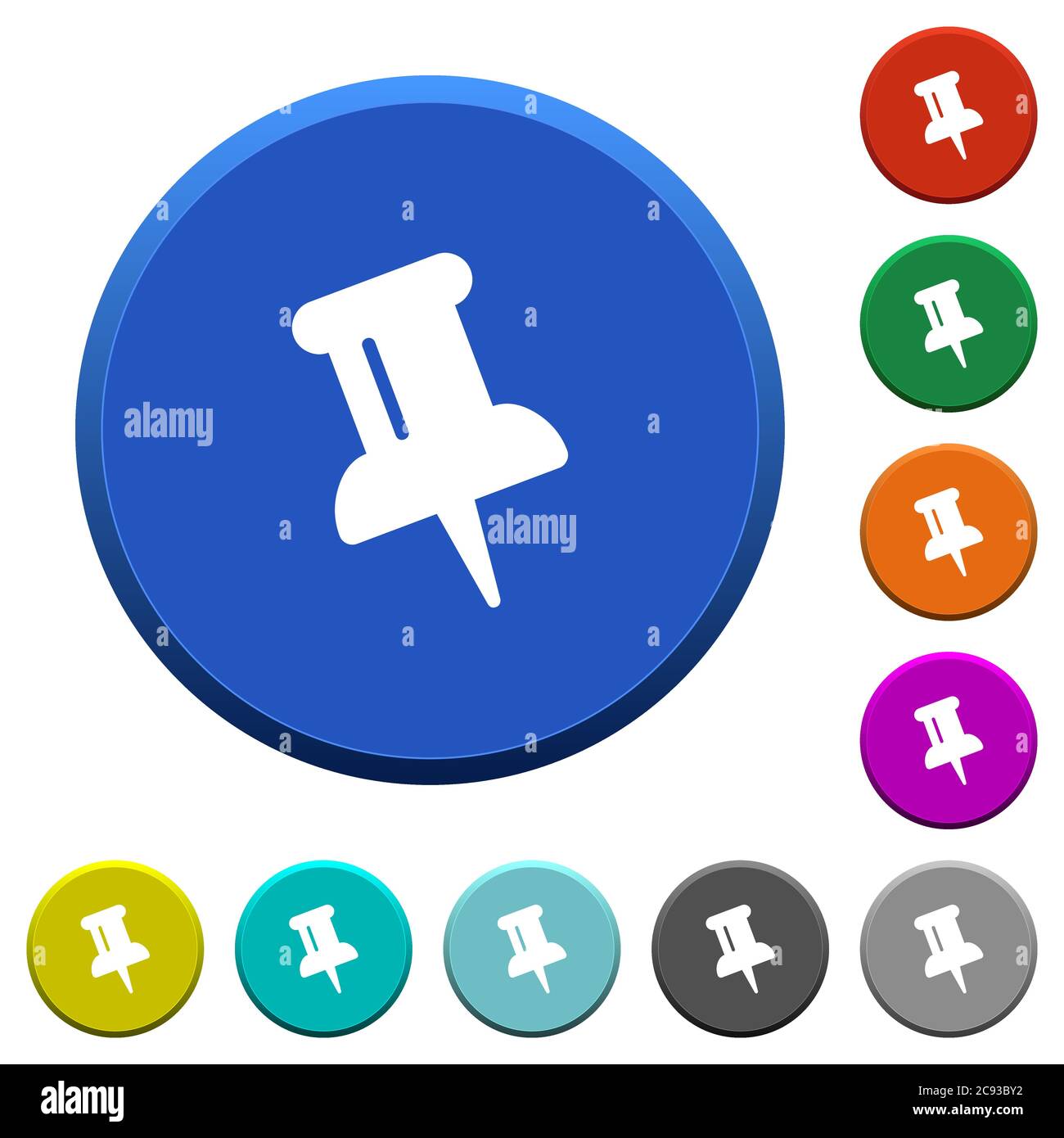 Push pin round color beveled buttons with smooth surfaces and flat ...