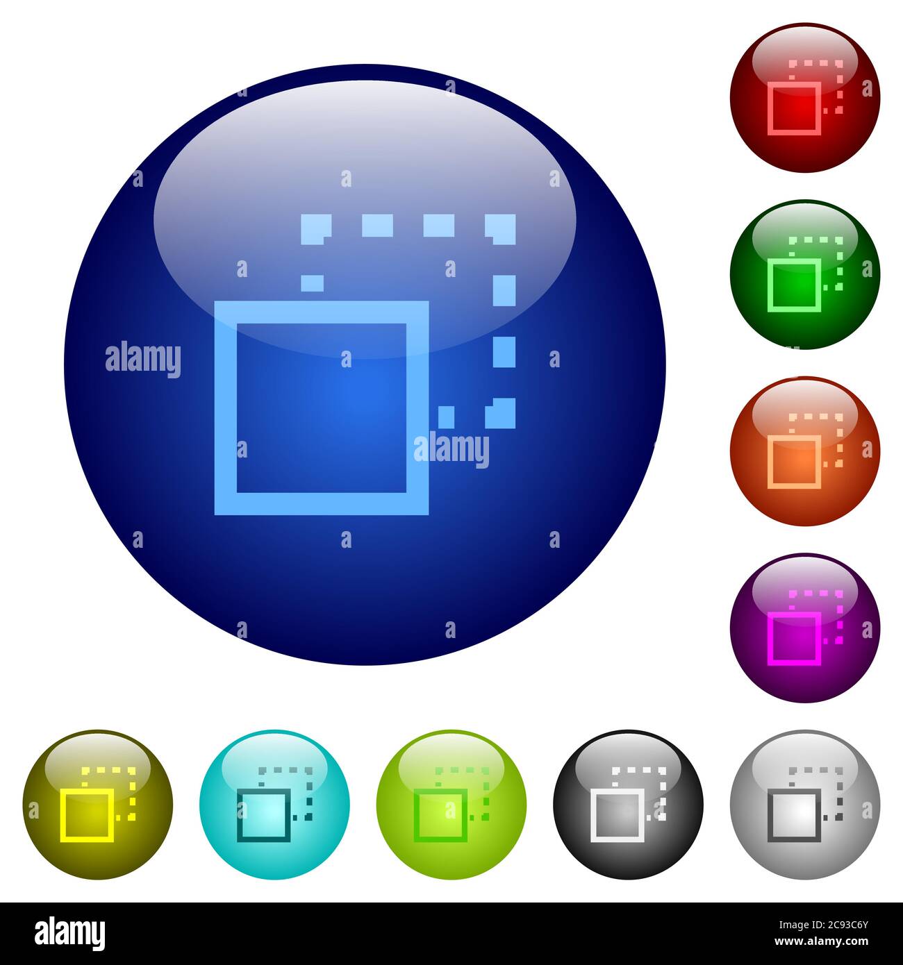 Send element to back icons on round color glass buttons Stock Vector ...