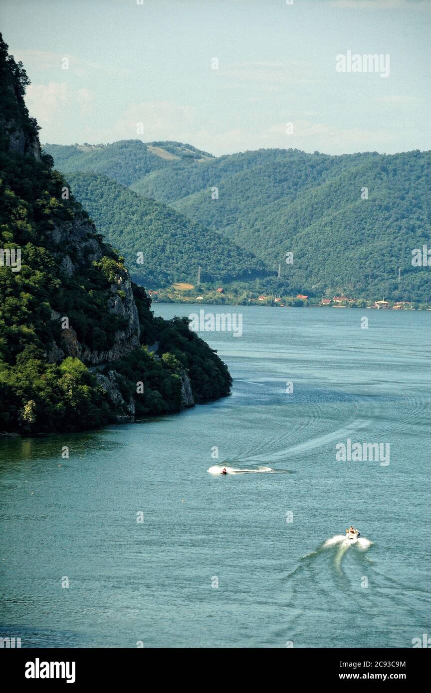 Eastern Serbia, The Iron Gates Gorge On Danube River, border with ...