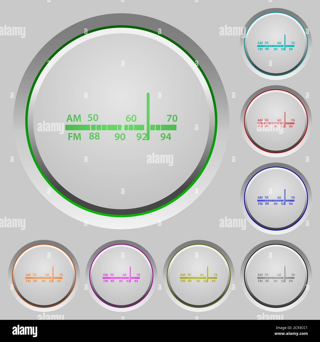 Radio tuner color icons on sunk push buttons Stock Vector Image & Art ...