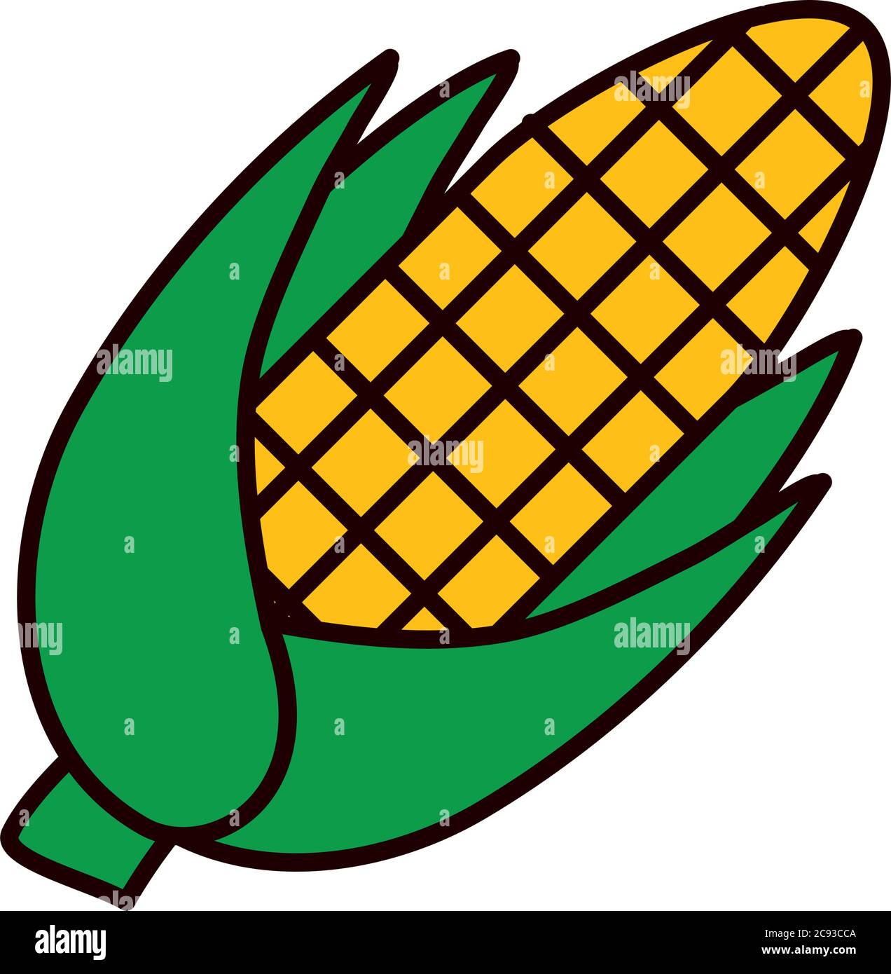 Corn line and fill style icon design, Food vegetable agriculture green ...