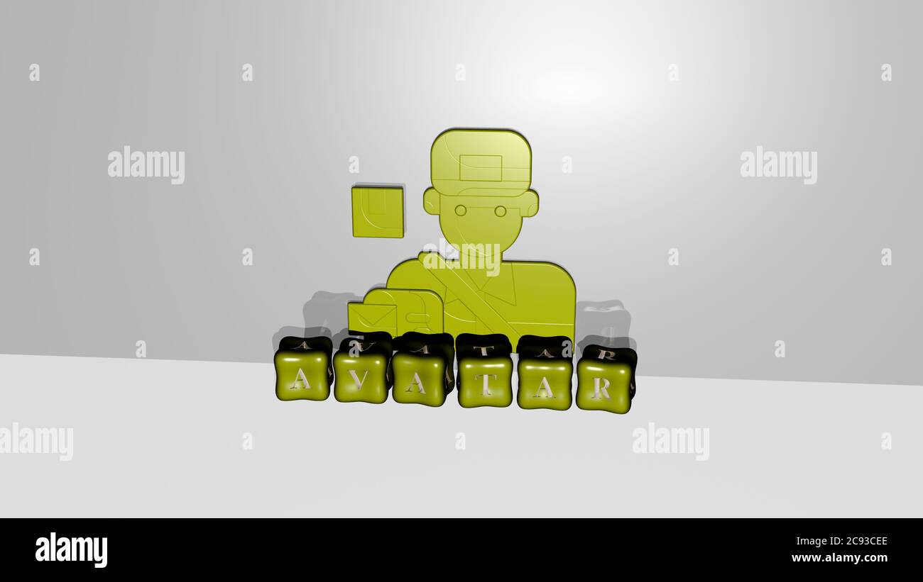 3D graphical image of avatar vertically along with text built by ...