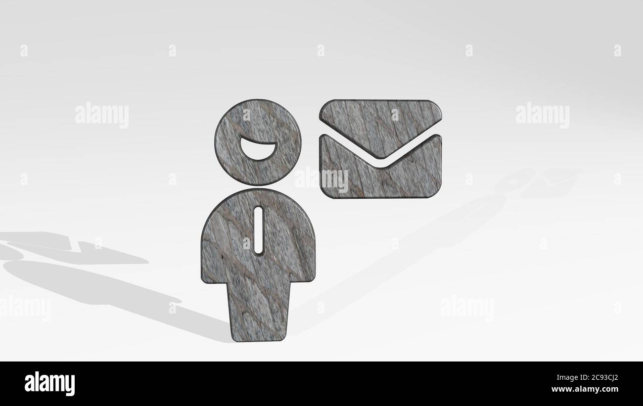 SINGLE MAN MAIL made by 3D illustration of a shiny metallic sculpture ...