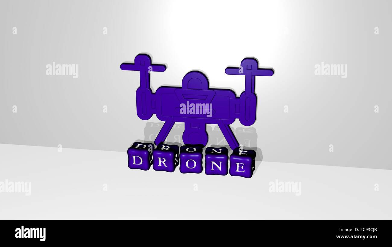 3D graphical image of DRONE vertically along with text built by ...