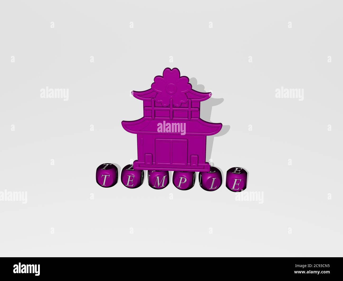 3D graphical image of temple vertically along with text built by ...