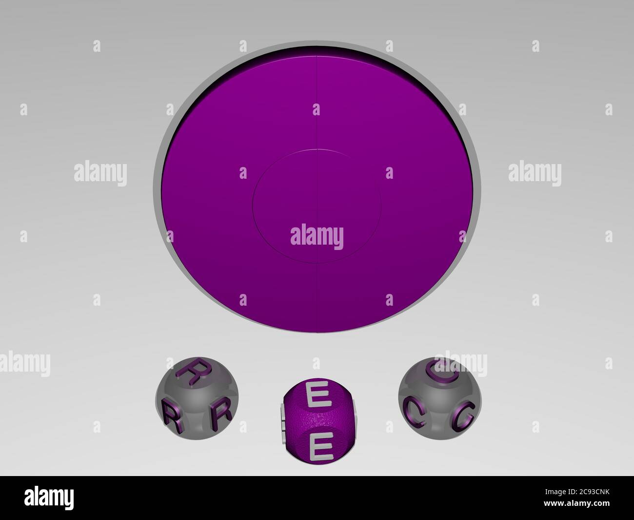 3D representation of rec with icon on the wall and text arranged by ...