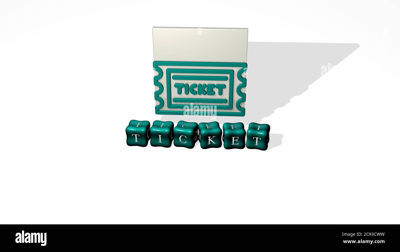 3D graphical image of TICKET vertically along with text built by ...