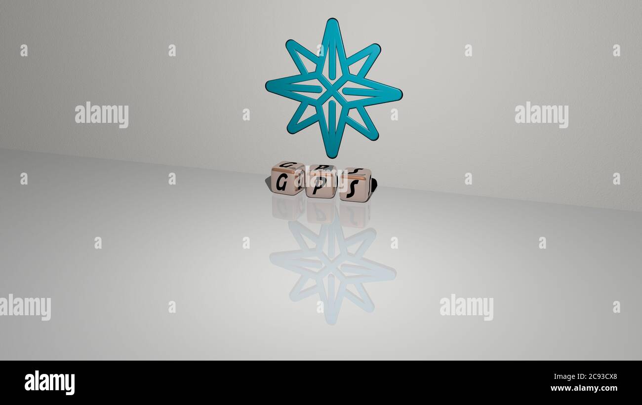 3D representation of gps with icon on the wall and text arranged by ...