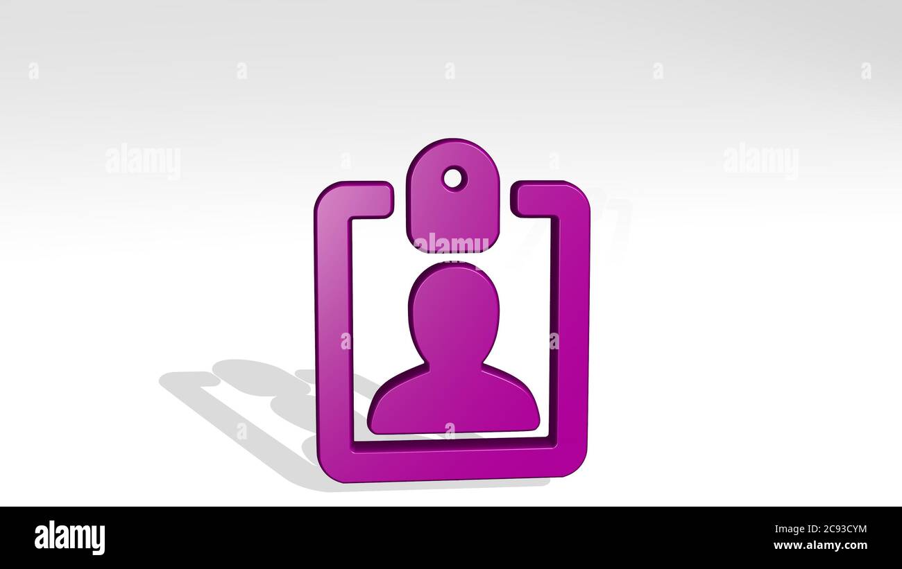 SINGLE NEUTRAL ID CARD stand with shadow. 3D illustration of metallic ...