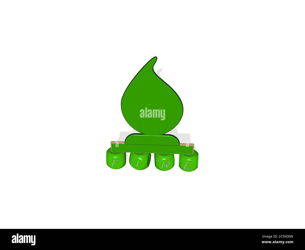 3D representation of FIRE with icon on the wall and text arranged by ...