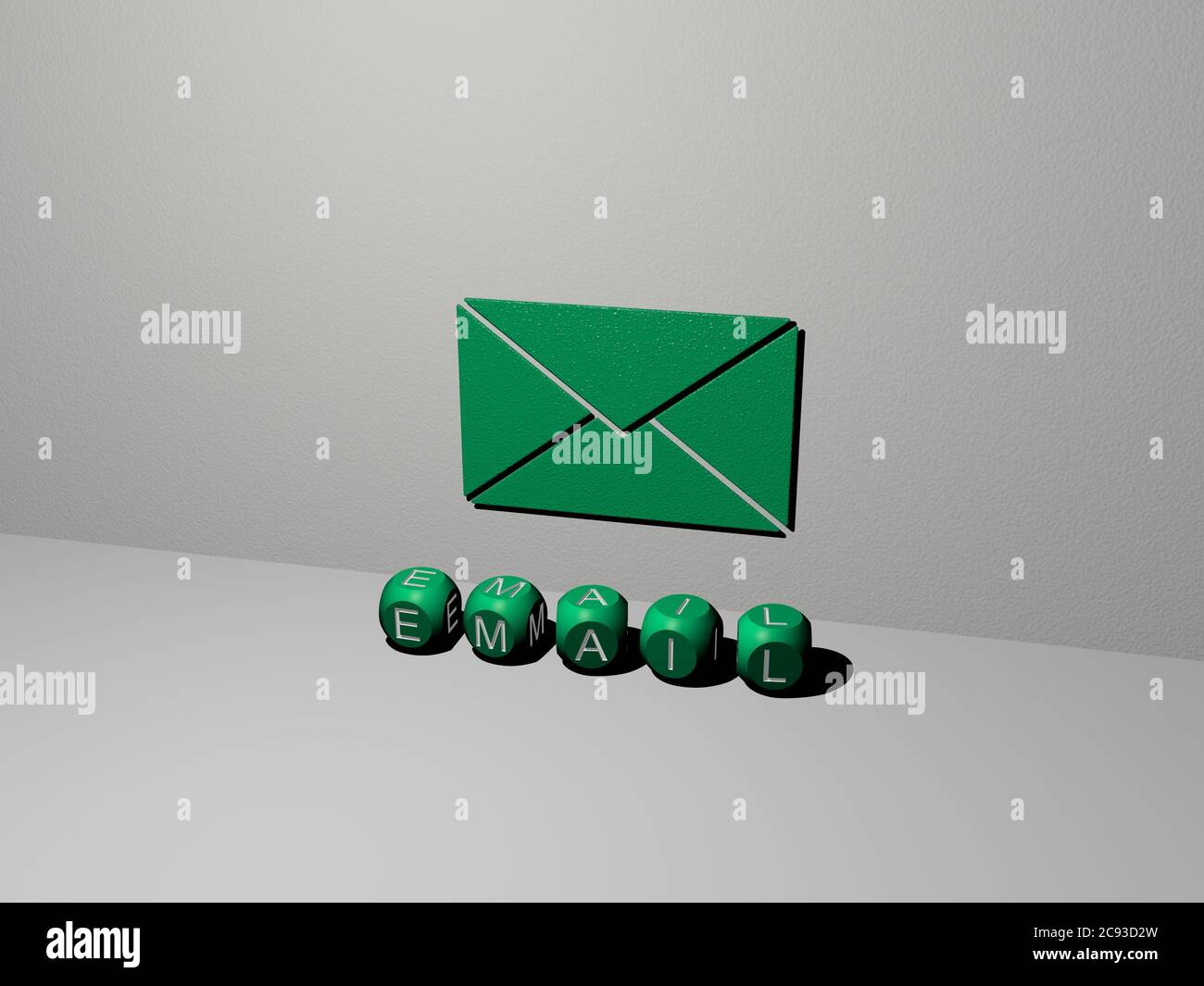 3D graphical image of email vertically along with text built by ...