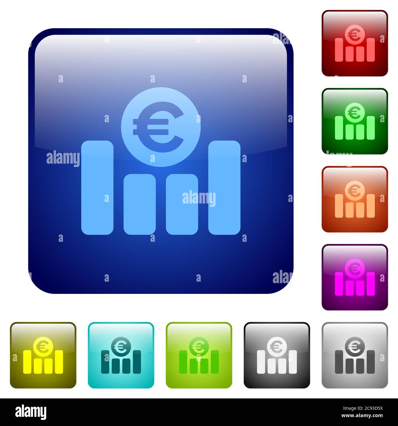 Euro financial graph icons in rounded square color glossy button set Stock Vector Image & Art ...