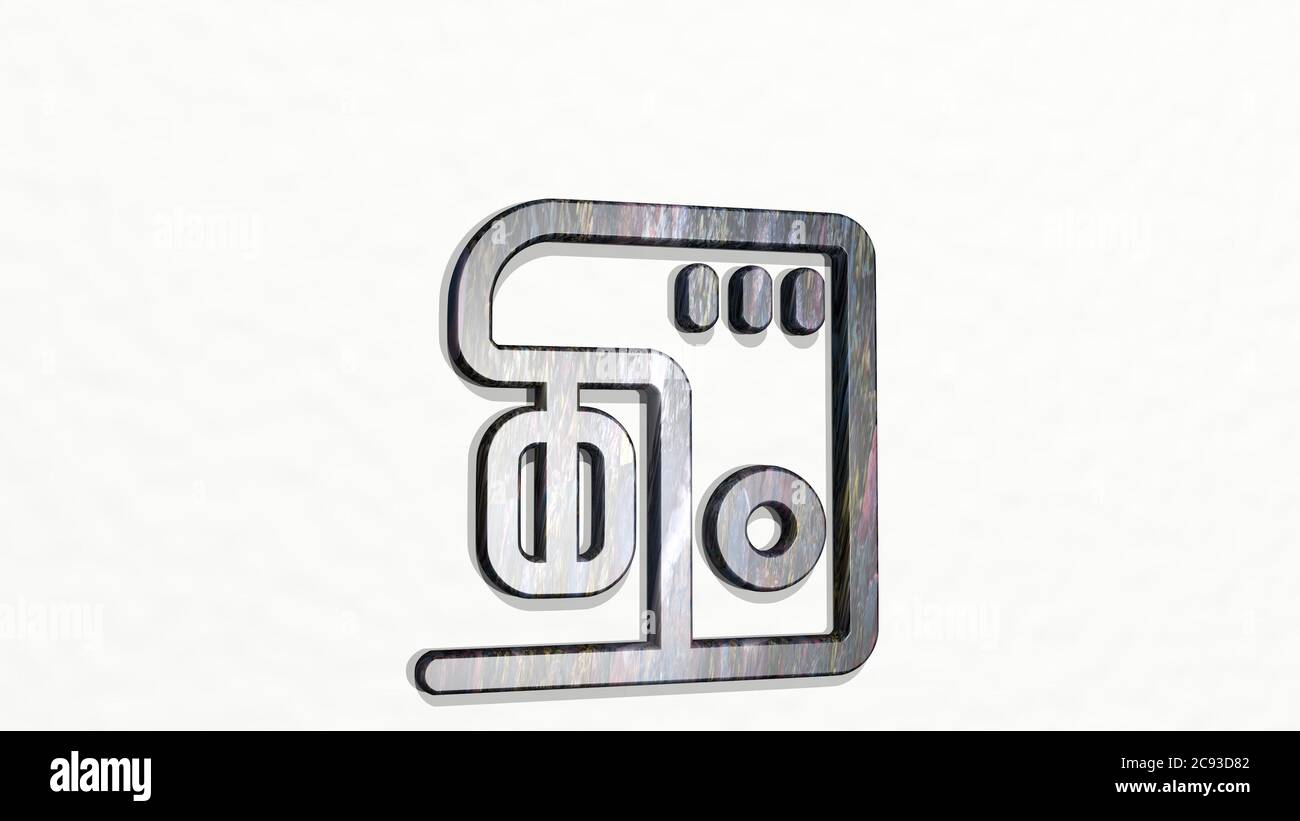 appliances stand alone mixer from a perspective on the wall. A thick ...