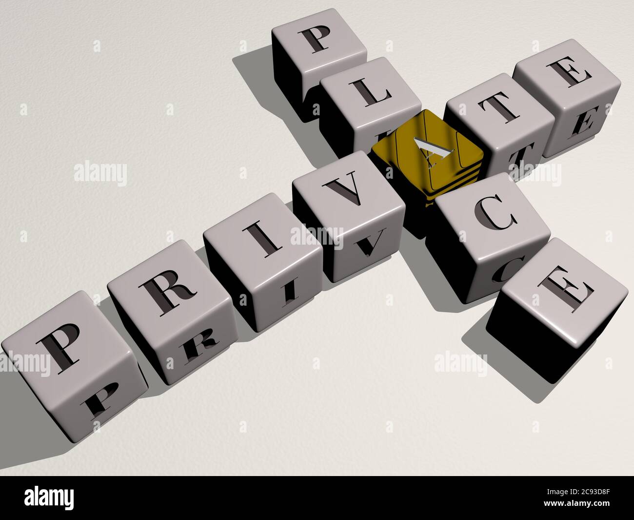 combination of PRIVATE PLACE built by cubic letters from the top ...