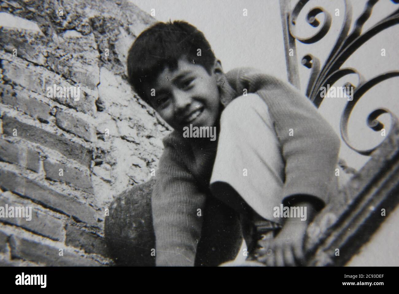 Fine 1970s vintage black and white photography of a young Mexican boy ...