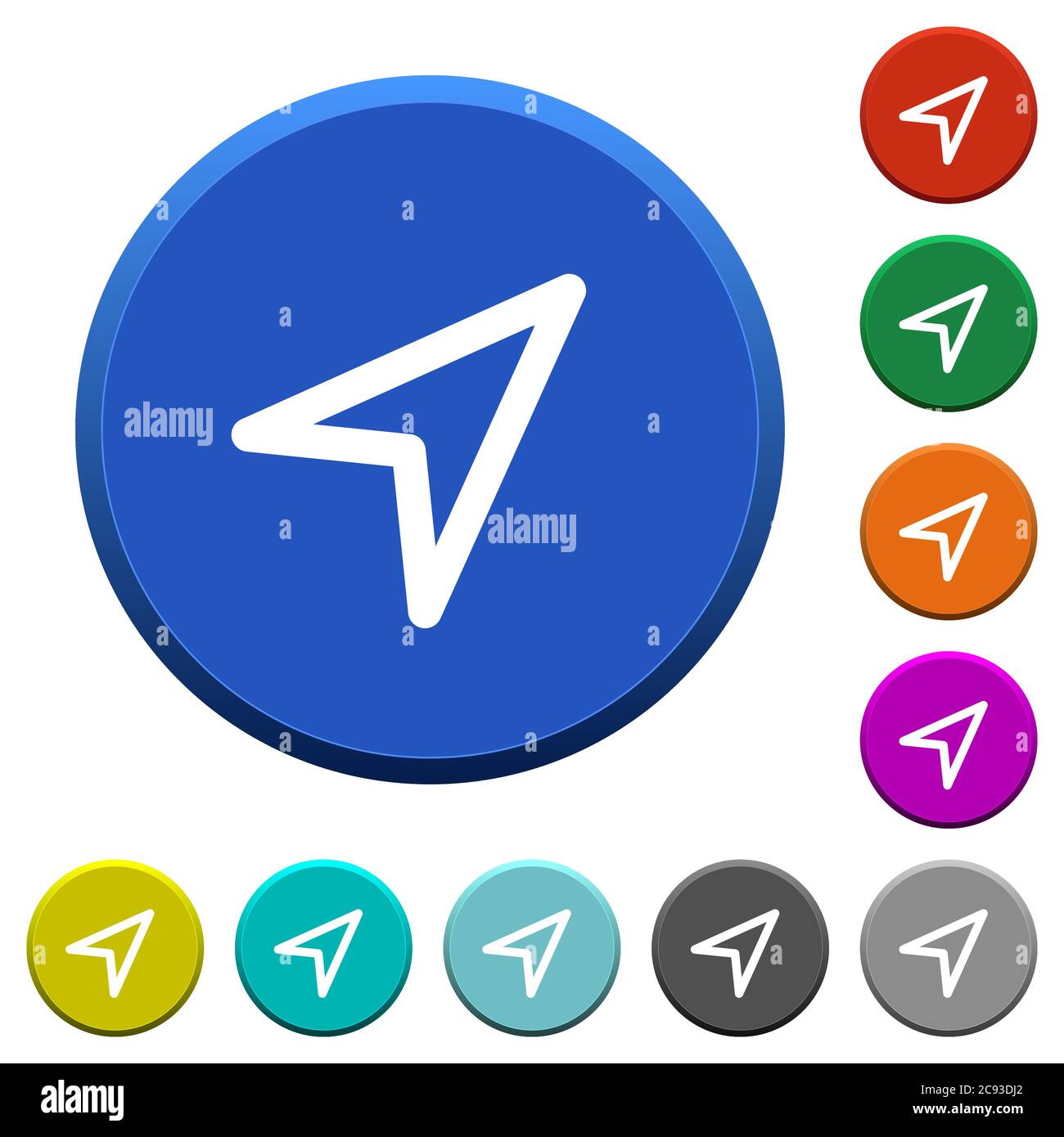 Direction arrow round color beveled buttons with smooth surfaces and ...