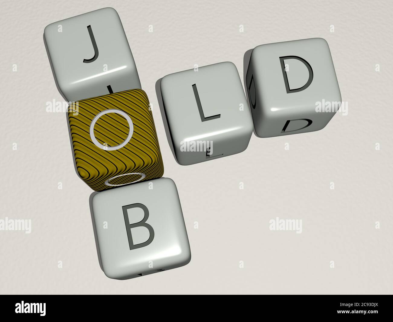 combination of OLD JOB built by cubic letters from the top perspective ...