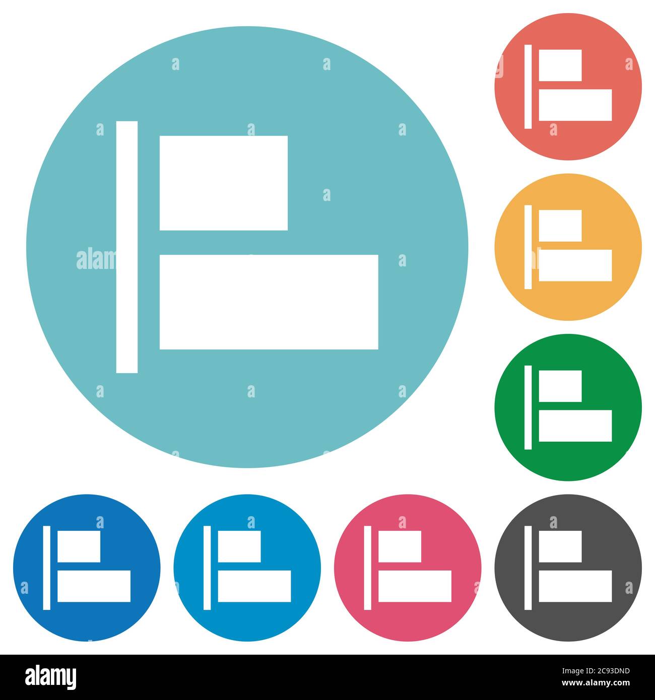 Align to left flat white icons on round color backgrounds Stock Vector ...