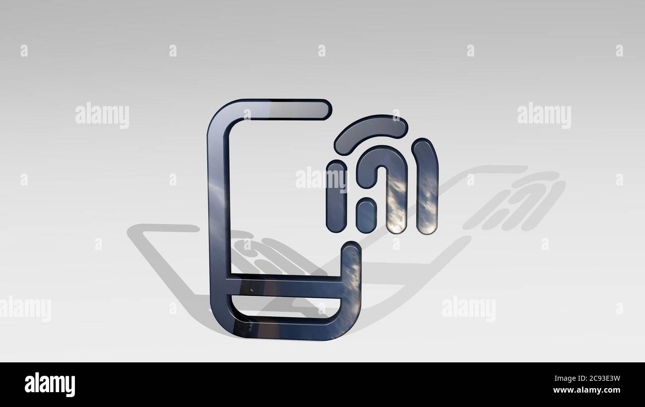 TOUCH ID SMARTPHONE casting shadow from a perspective. A thick ...