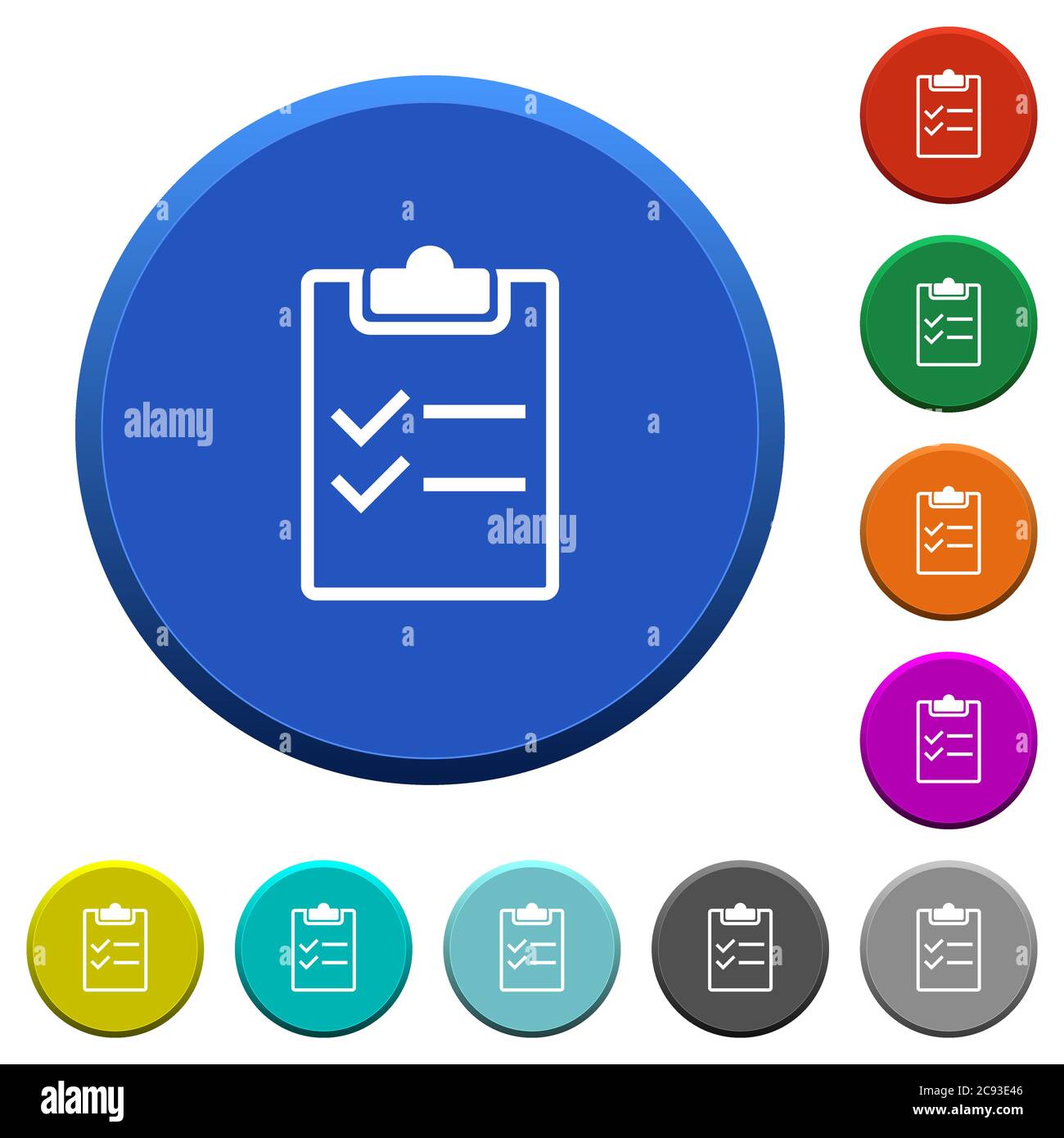 Checklist round color beveled buttons with smooth surfaces and flat ...