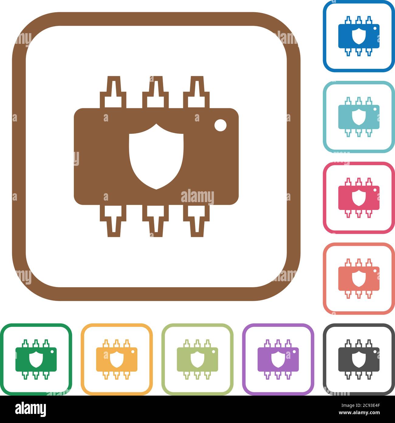 Hardware protection simple icons in color rounded square frames on ...