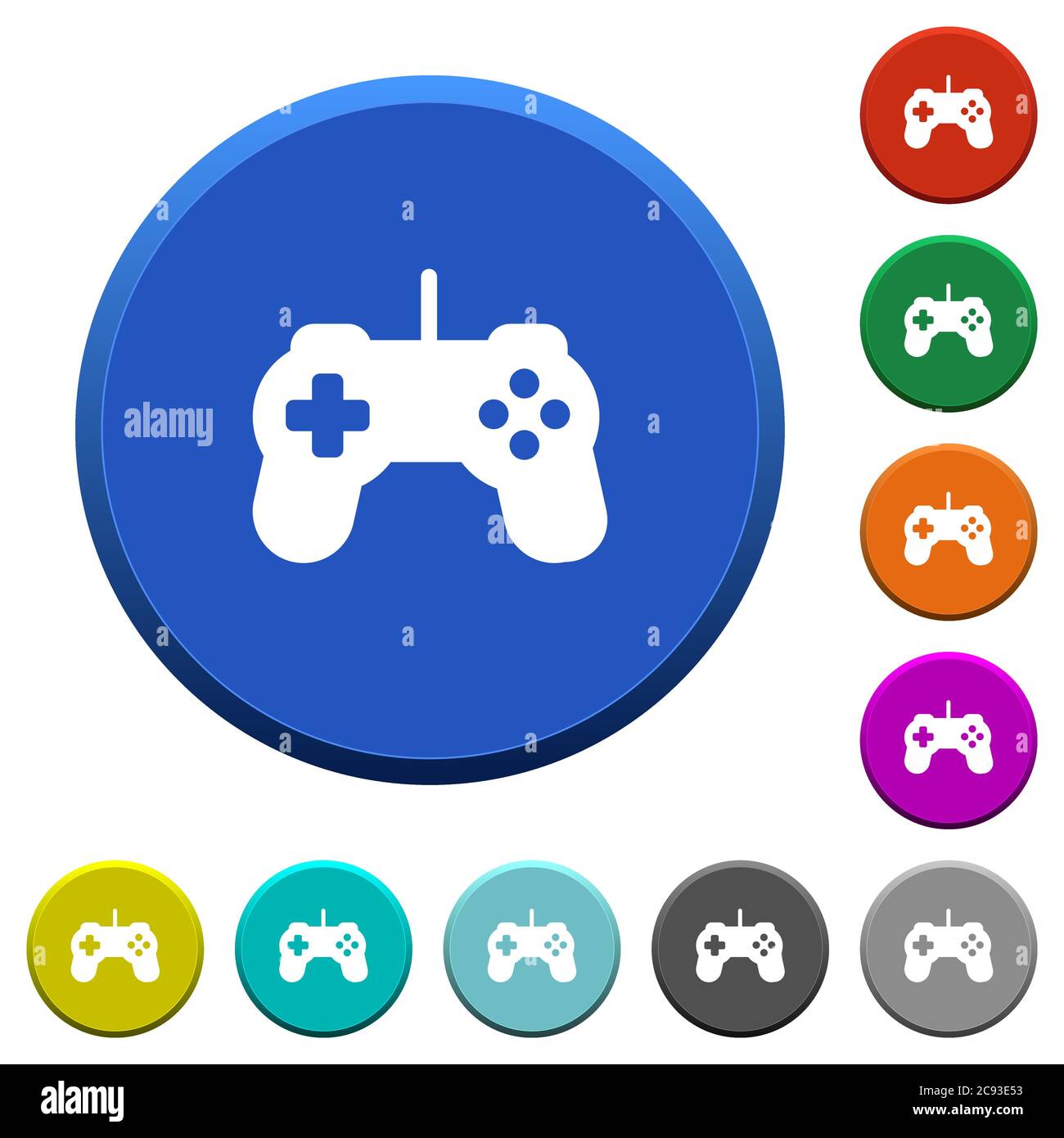 Game controller round color beveled buttons with smooth surfaces and ...